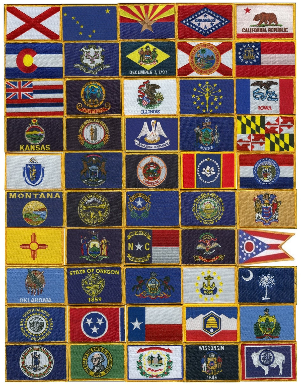 State Flag Patches | Rectangle, Shield, Seal | Flag Patch Shop