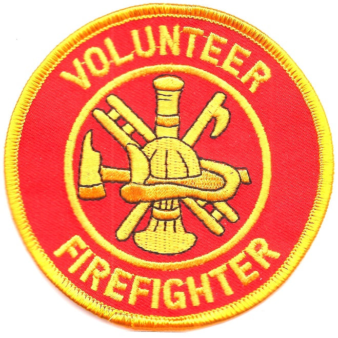 Volunteer Firefighter Patch | Round with Red Background | Flag Patch Shop